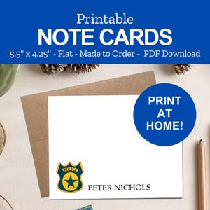 Printable Police Note Cards - Personalized Stationery Gifts for Police ...