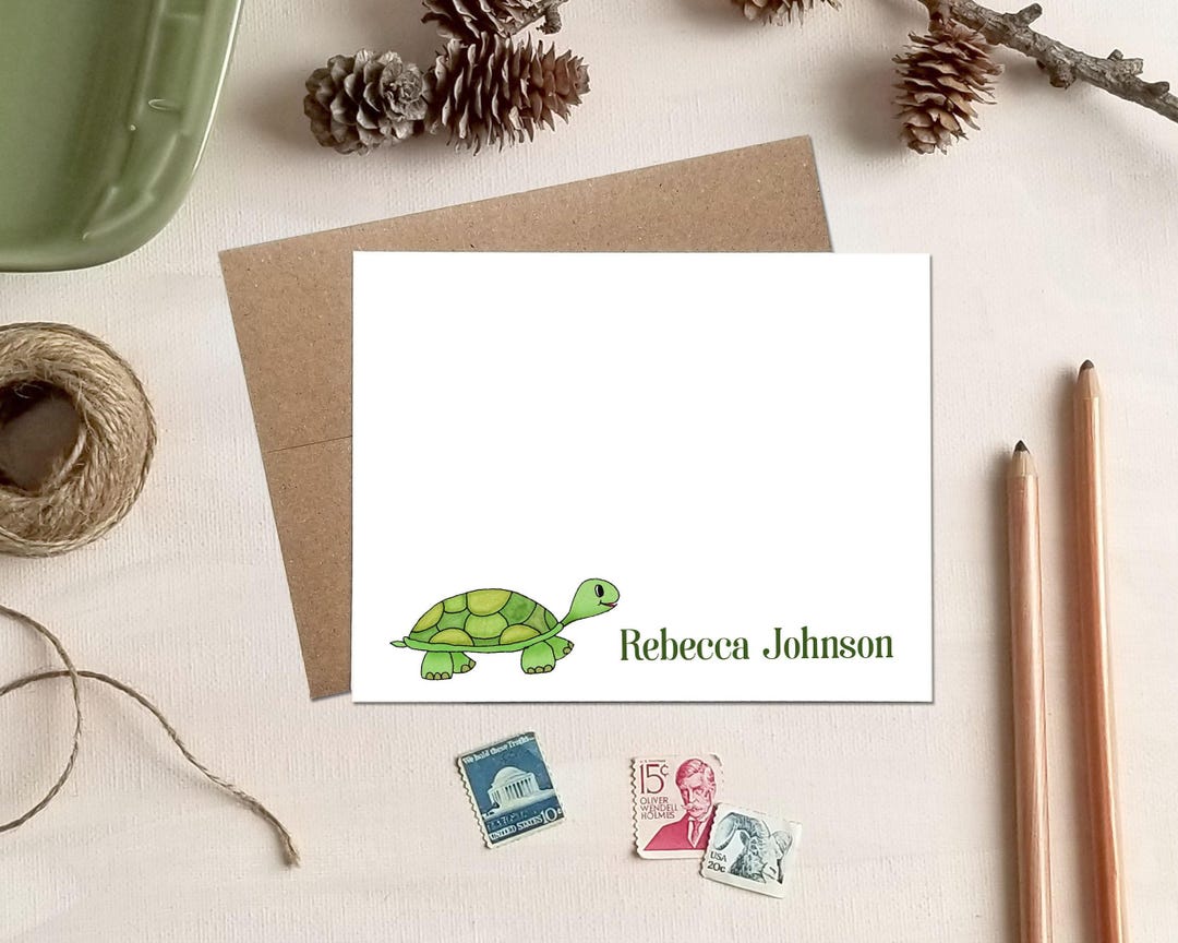 Printable Personalized Turtle Note Cards - Turtle Note Card Set - Gifts ...