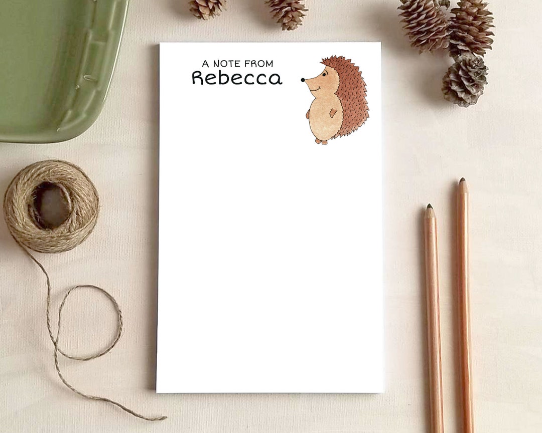 Watercolor Hedgehog Notepad for Kids Personalized Notepads Stationery ...
