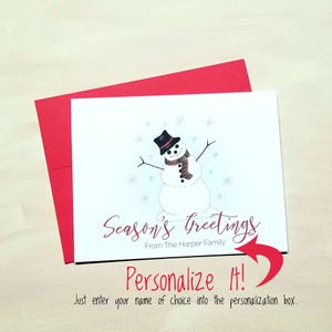 Personalized Snowman Cards Snowman Holiday Card Set Christmas Gifts for ...