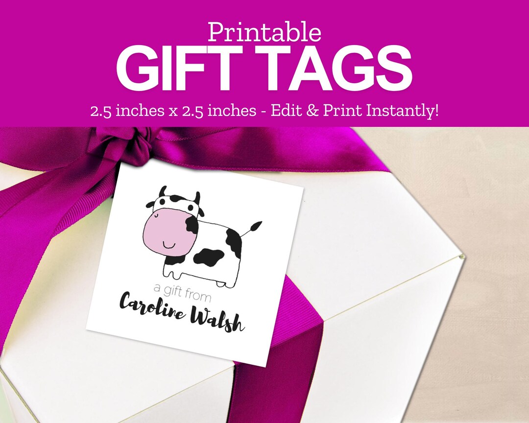 Cow Gift Tags - Printable Farmhouse Tags - Rustic Country Gift Tags ...