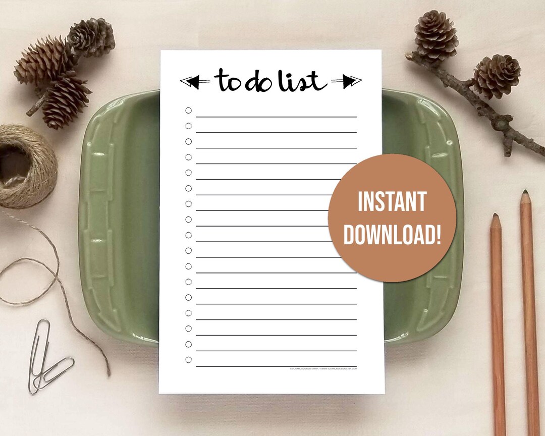 Printable to Do List - Double Arrow Task Checklist - Simple Daily ...