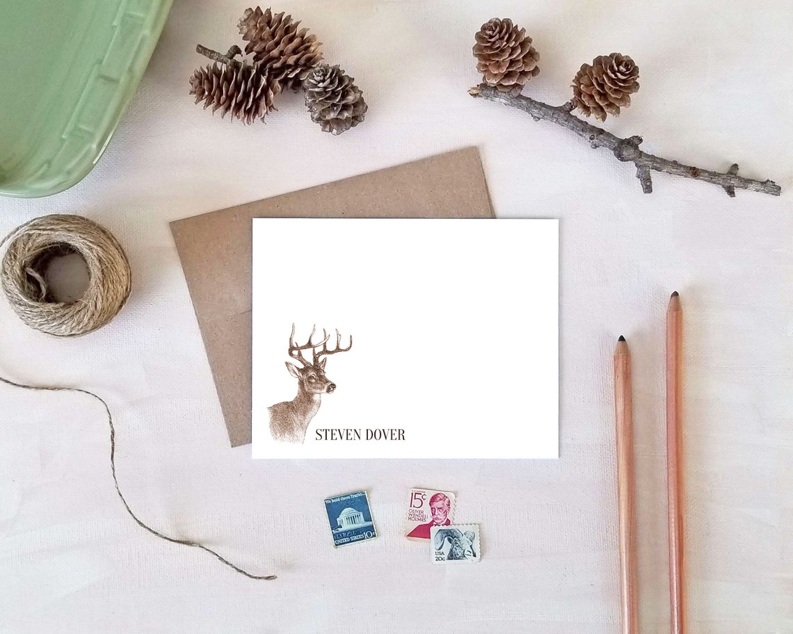 Personalized Deer Note Cards Buck Note Card Set Hunter | Etsy