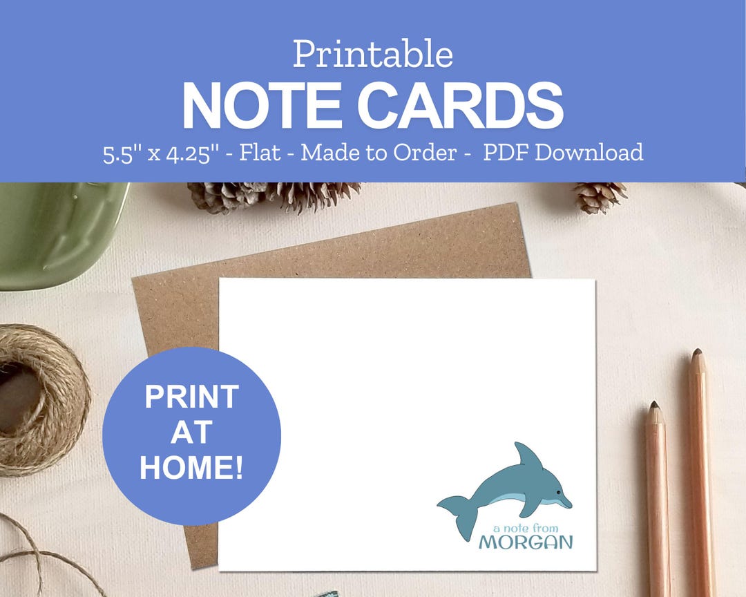 Printable Dolphin Notes - Personalized Dolphin Note Card - Dolphin ...