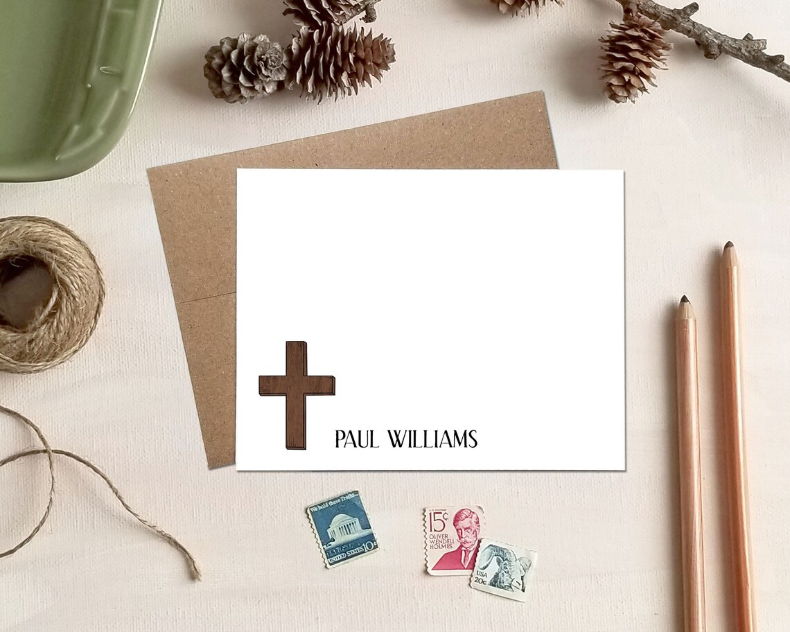 Cross Note Card Set Personalized Wooden Cross Note Cards - Etsy