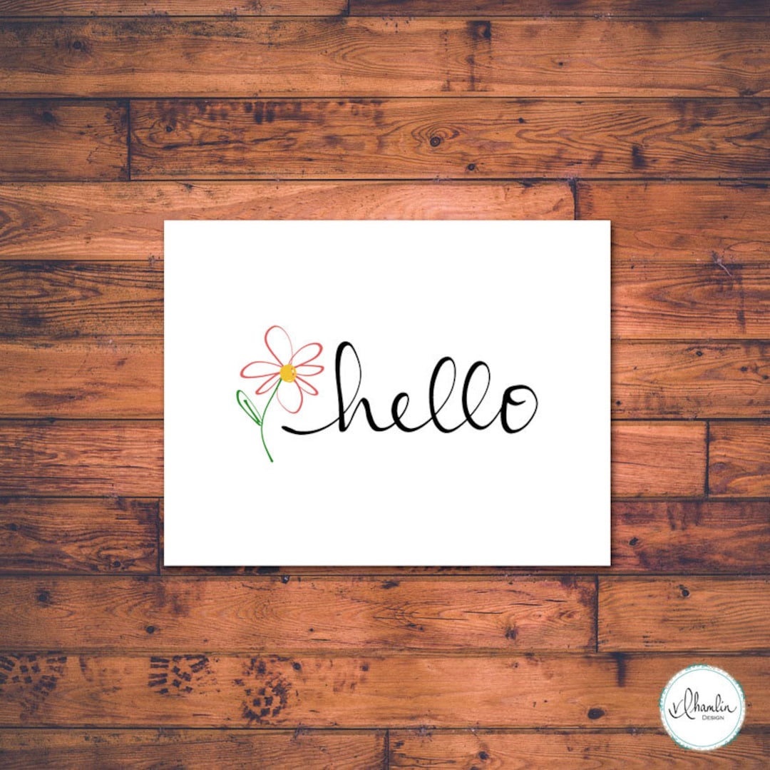 Hello Card, Printable, Greeting Card, Pink, Daisy, Hello, Printable ...