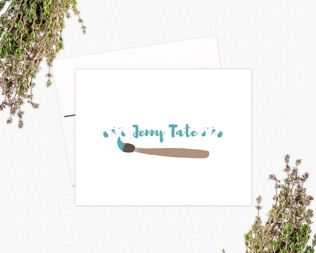 Paintbrush Note Cards Personalized Stationery Art Teacher Gifts - Etsy