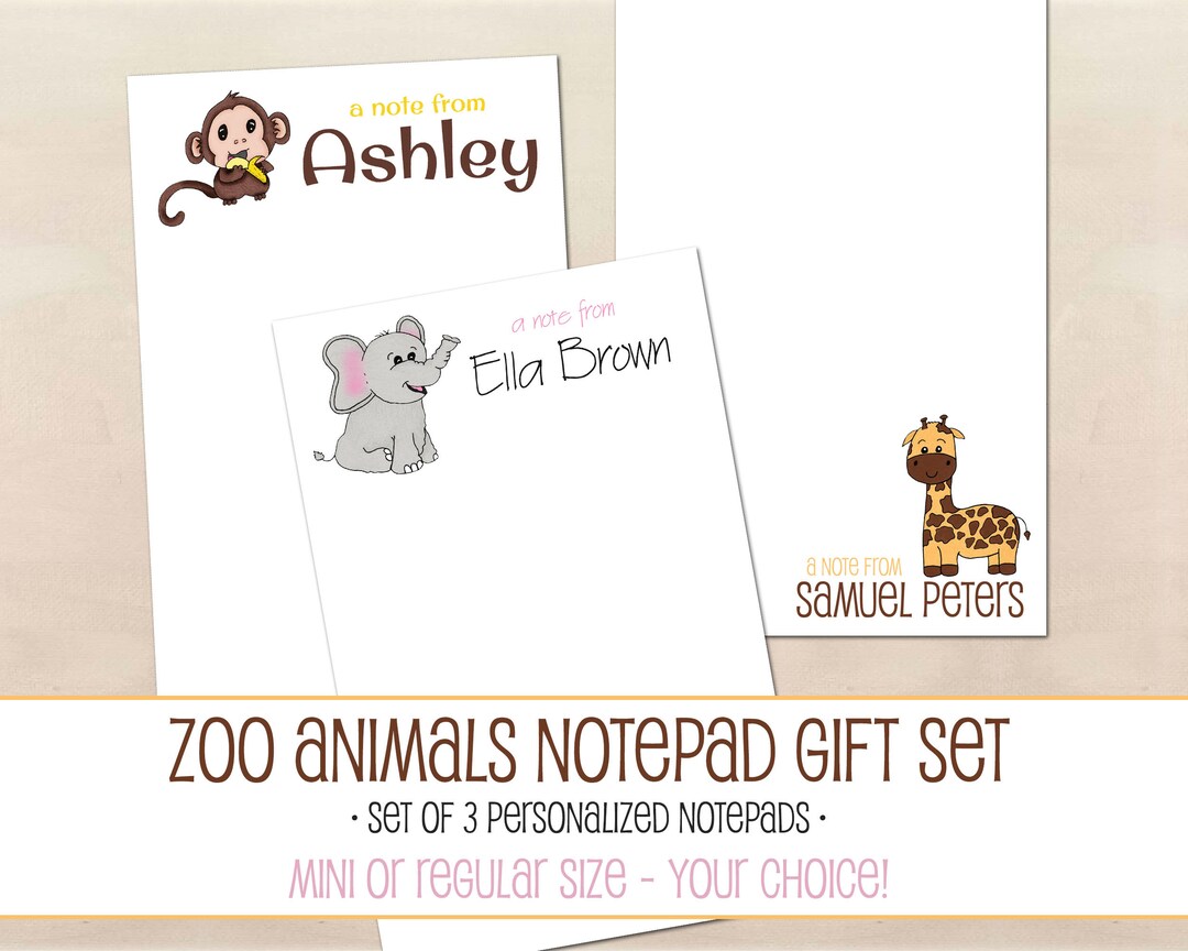 Zoo Notepad Gift Set Animals Collection Personalized - Etsy