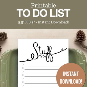Printable Stuff to Do List - Daily Task Checklist - Organization List ...