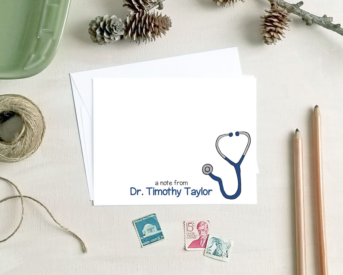 Stethoscope Note Cards for Doctors or Nurses Personalized - Etsy