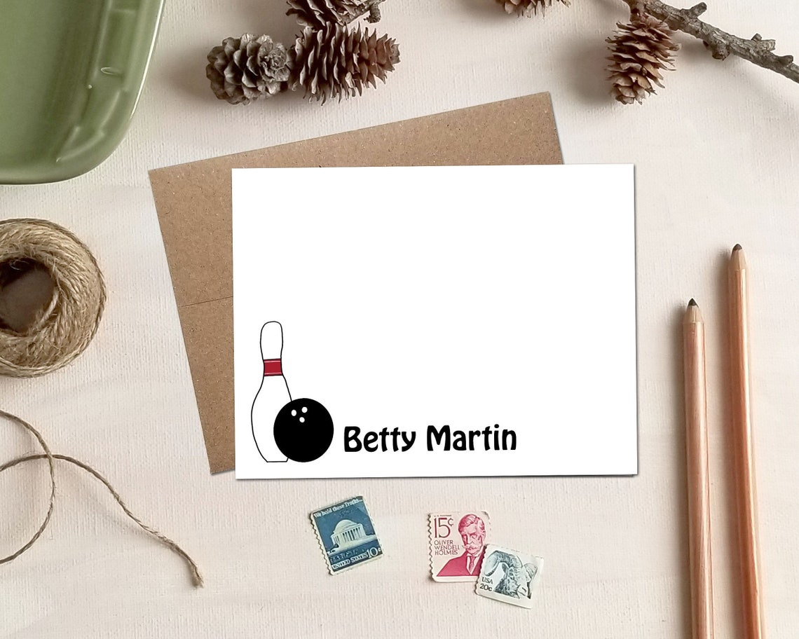 Bowling League Gift Bowling Note Cards Personalized - Etsy