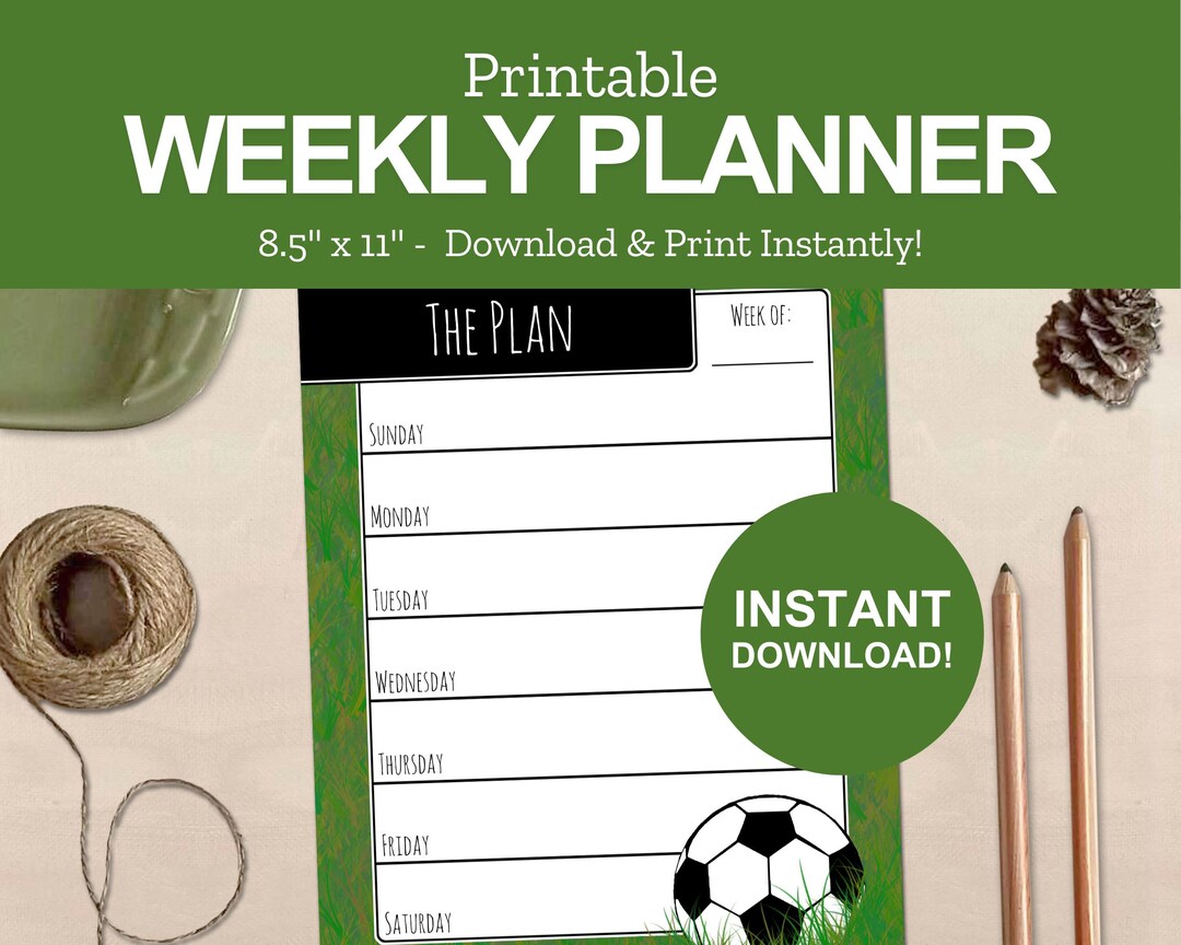 Soccer Planner - Printable Weekly Sports Schedule Planner for Coach ...