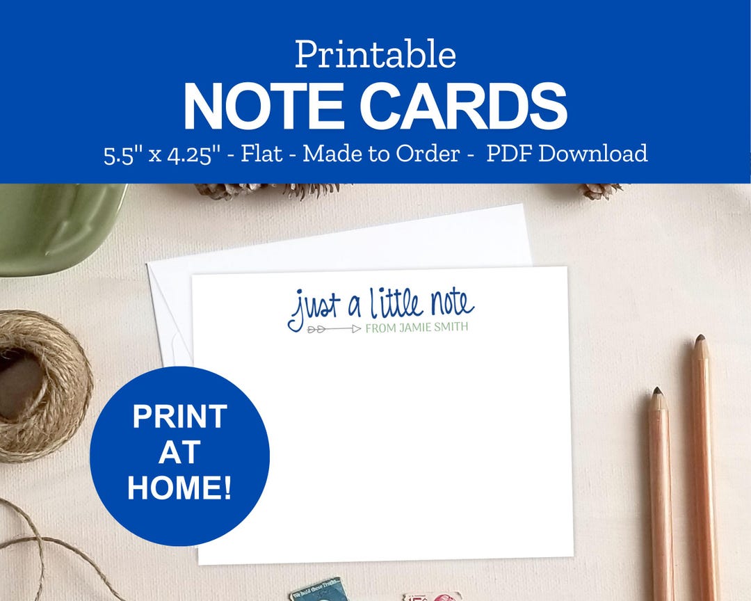 Printable Just a Little Note Cards - Personalized Stationery Note Paper ...