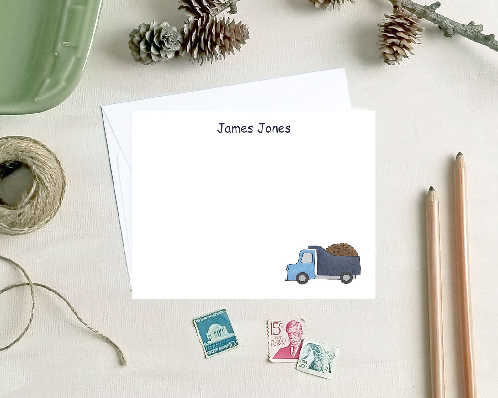 Dump Truck Note Cards Personalized Note Card Set for Him | Etsy