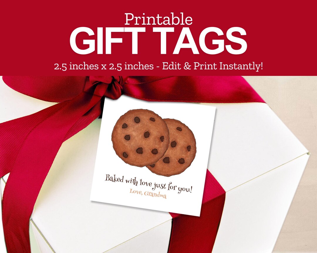 Chocolate Chip Cookie Gift Tags - Personalized Food MINI Cards for ...