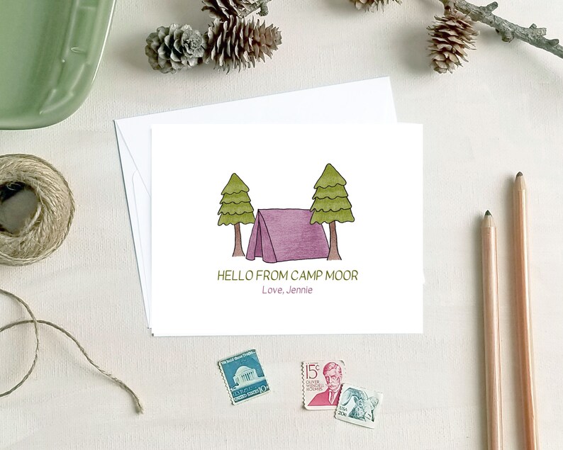 Camping Gift Personalized Camp Cards Stationery for Kids - Etsy