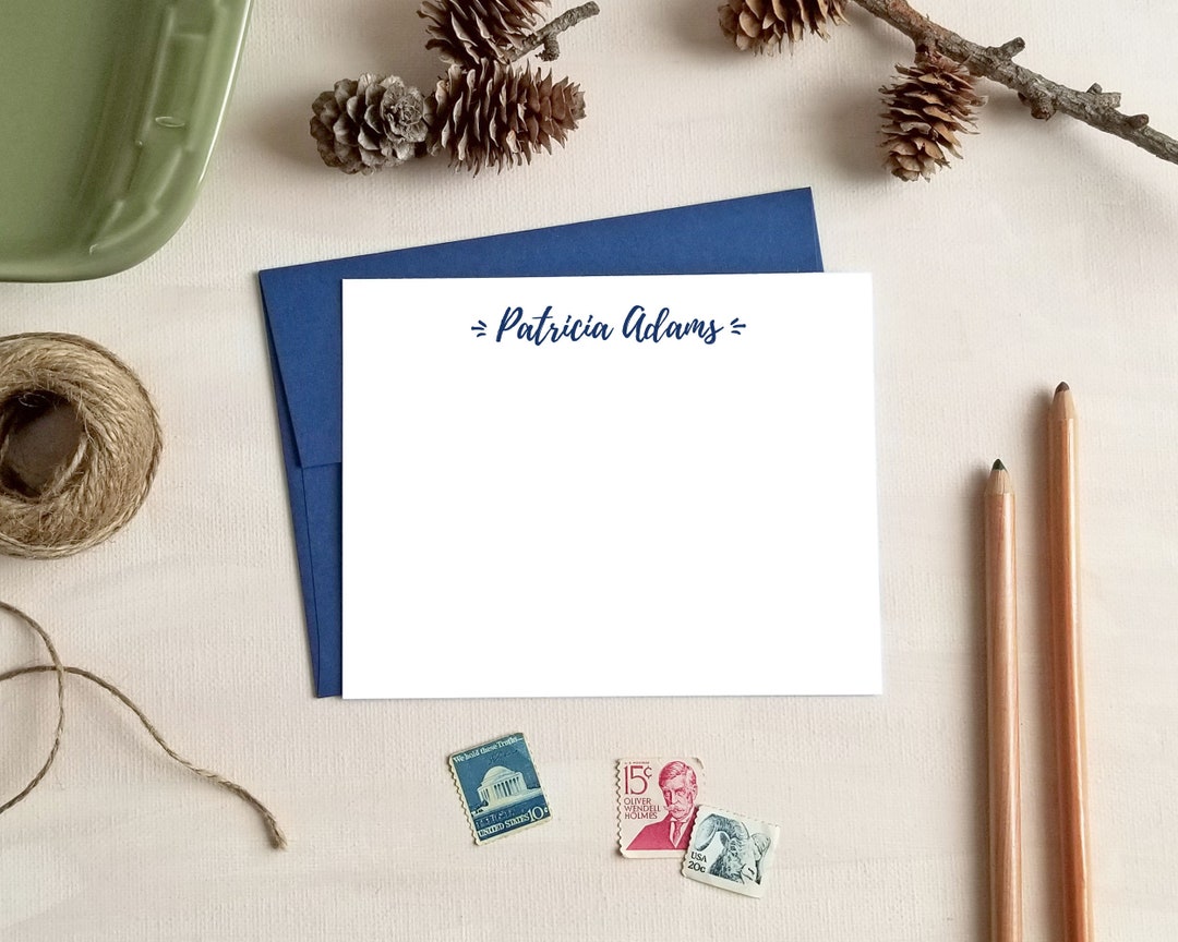 Personalized Note Cards for Her Flat Note Card Set Script Stationery ...