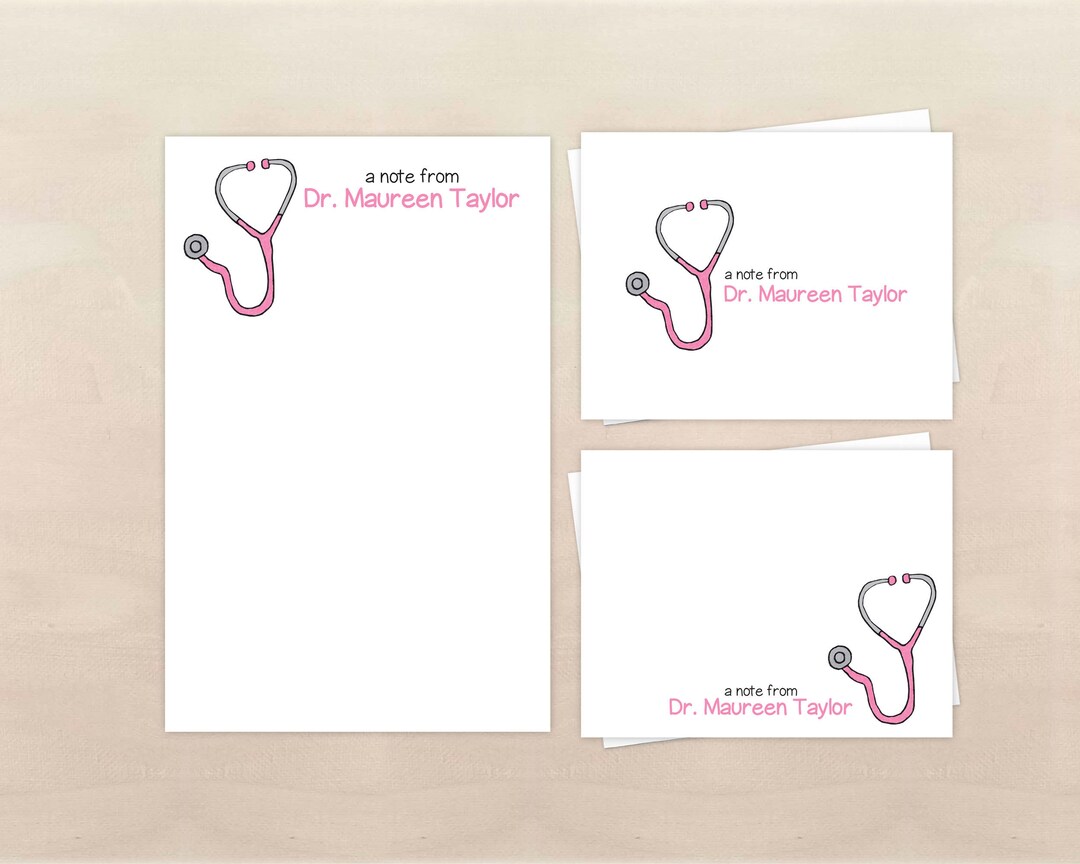 Doctor Stationery Gift Set Stethoscope Note Cards and Notepad ...