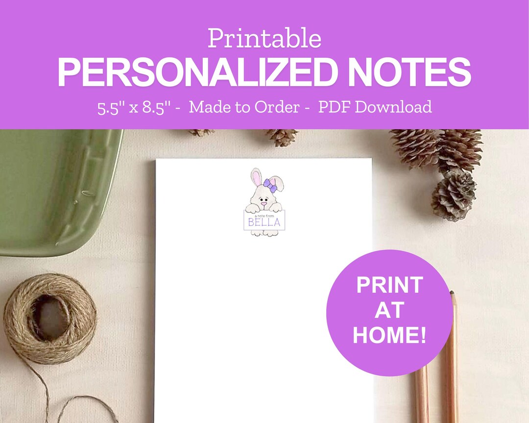 Bunny Note Paper for Girls - Cute Easter Gifts - Printable Watercolor ...