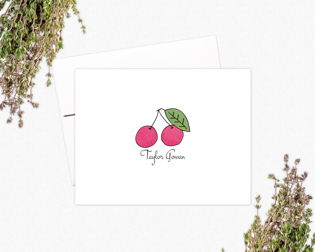 Personalized Note Cards Cherry Stationery Gifts for Cherry Lovers - Etsy