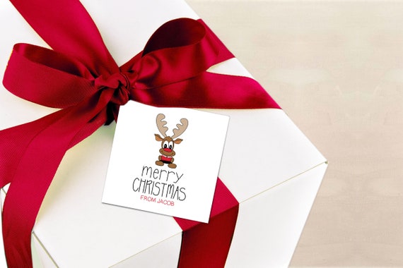Personalized Christmas Gift Tags Cute Reindeer MINI Cards - Etsy