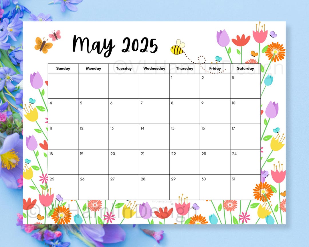 May 2025 Printable Calendar, Spring Planner for May, Monthly Classroom ...