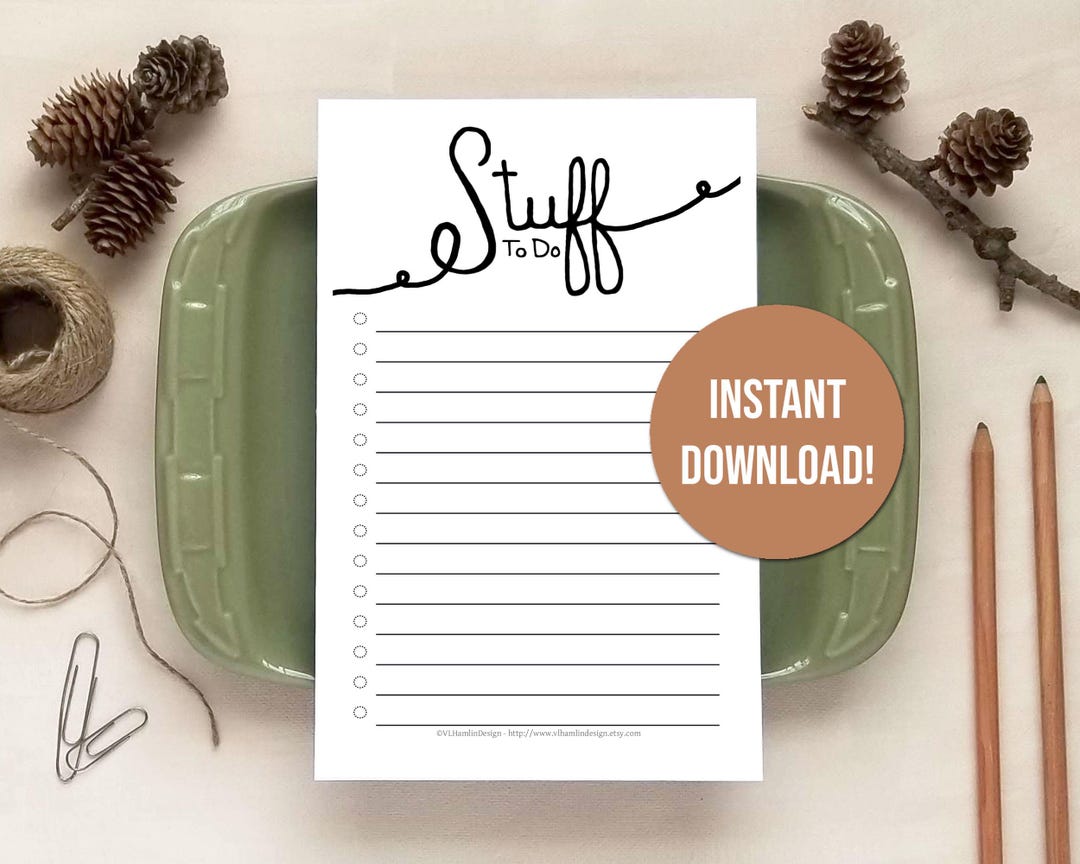 Printable Stuff to Do List - Daily Task Checklist - Organization List ...