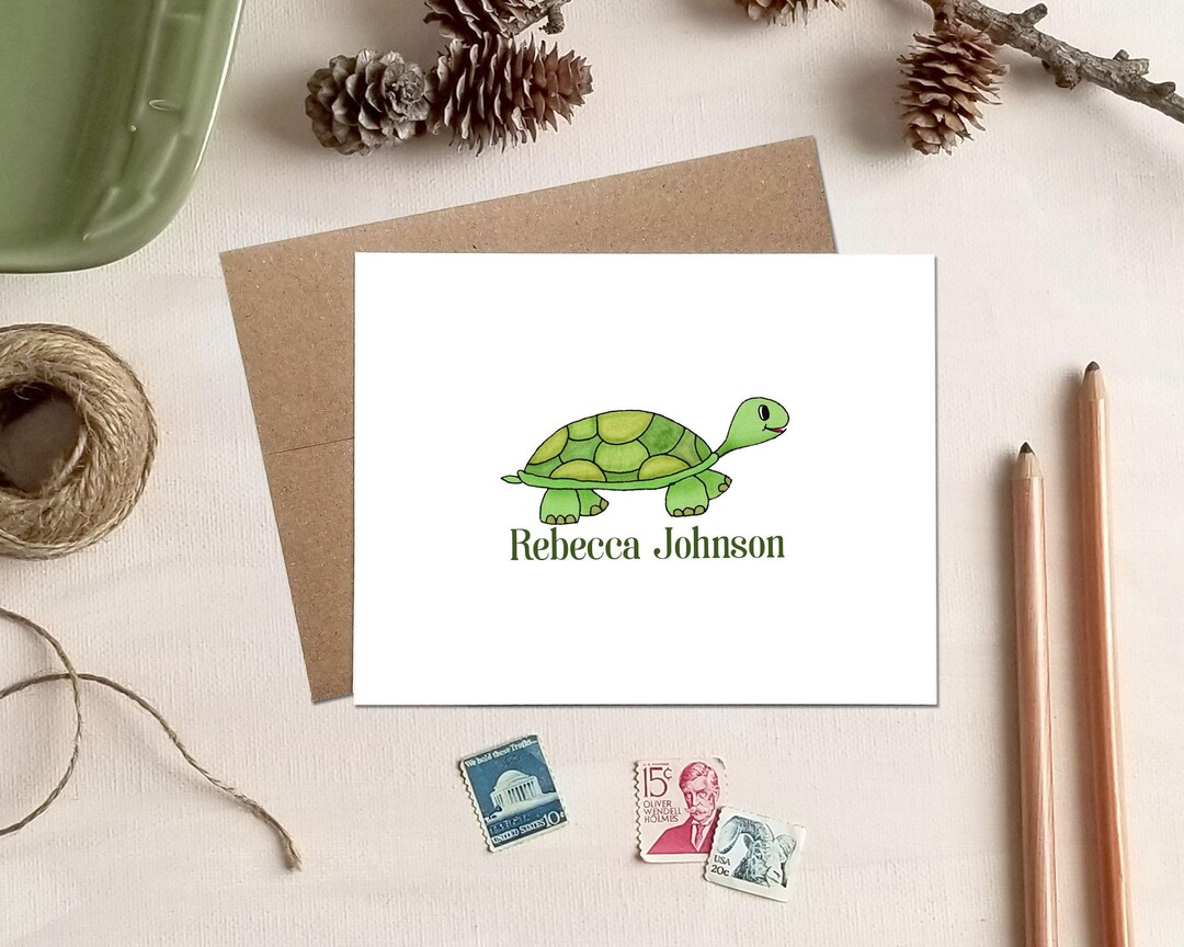 Printable Personalized Turtle Note Cards - Turtle Stationery - Turtle ...