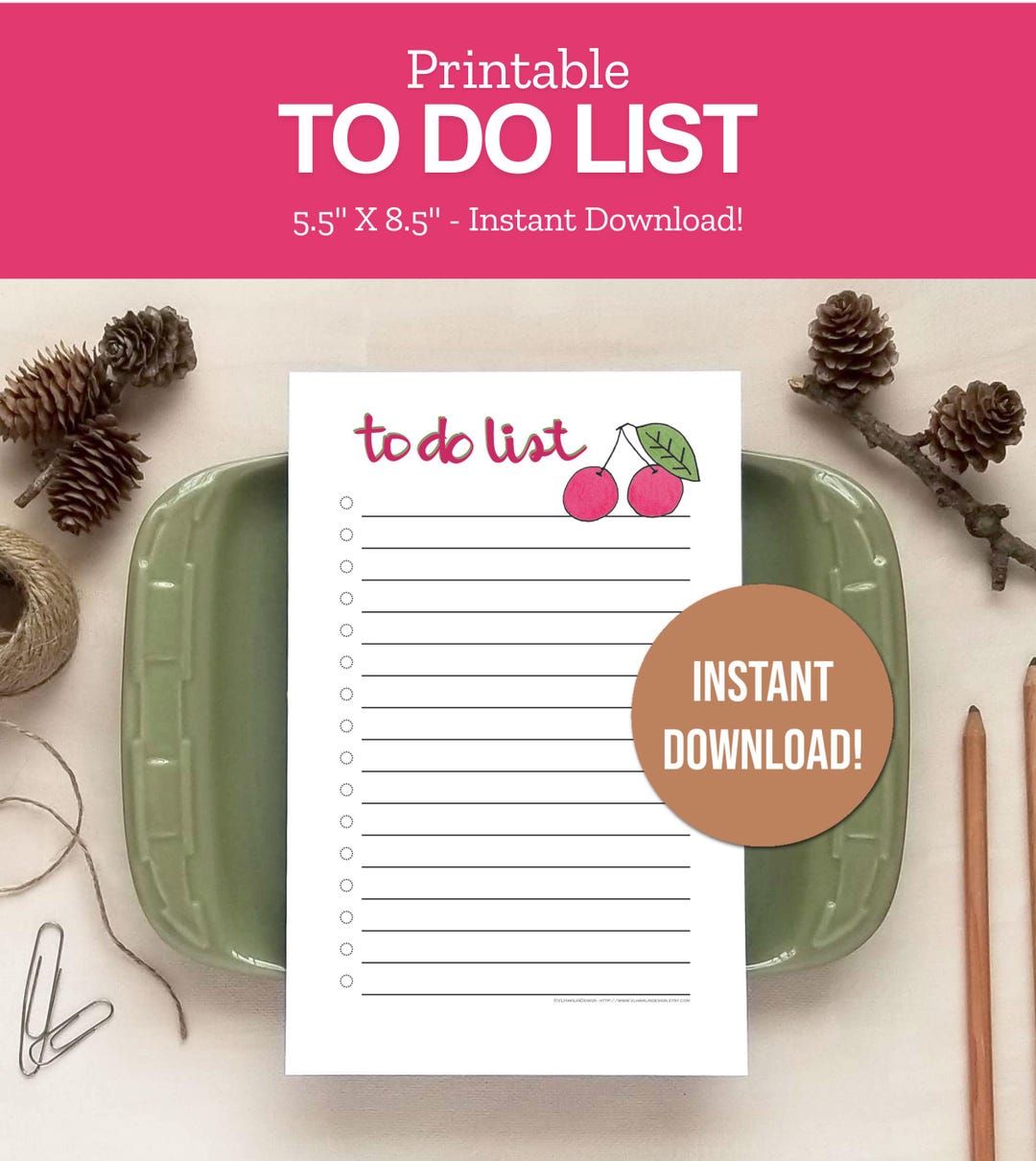 Cherry to Do List Printable - Cute Task List - Daily Planner - Goal ...