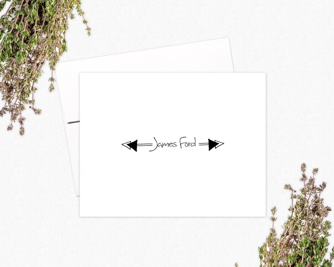 Personalized Note Cards for Him DOUBLE ARROW Folded Note Card Set ...