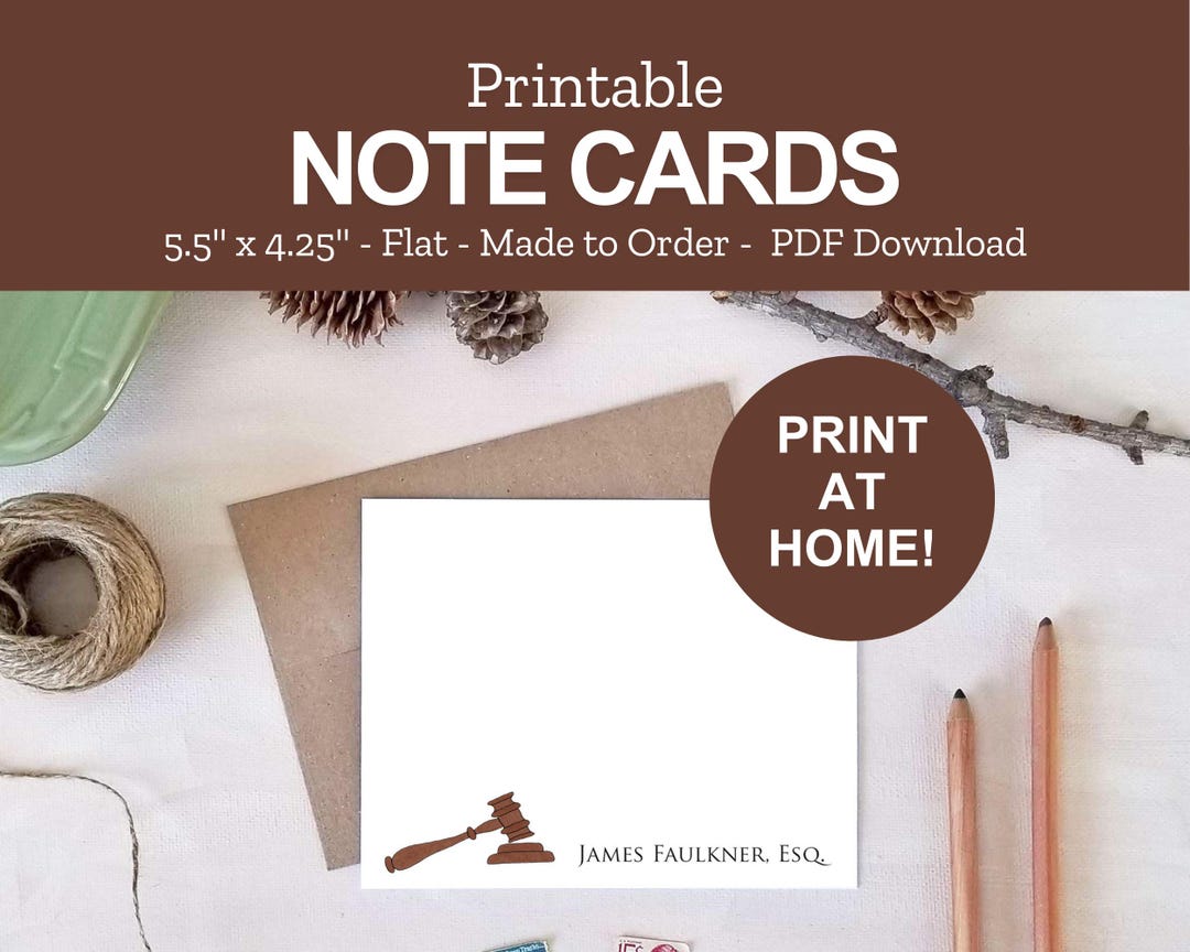 Printable Judge Note Cards - Gavel Note Cards for Judge - Personalized ...