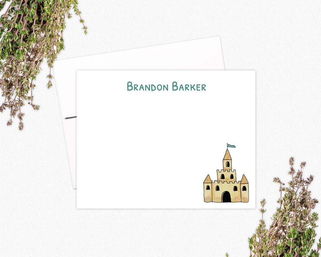 Printable Beach Gift - Sandcastle Note Cards - Personalized Stationery ...