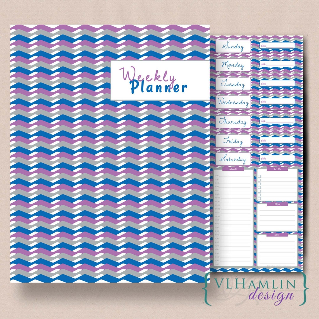 New England Waves, Printable Weekly Planner, Daily Planner, Set of 8 ...