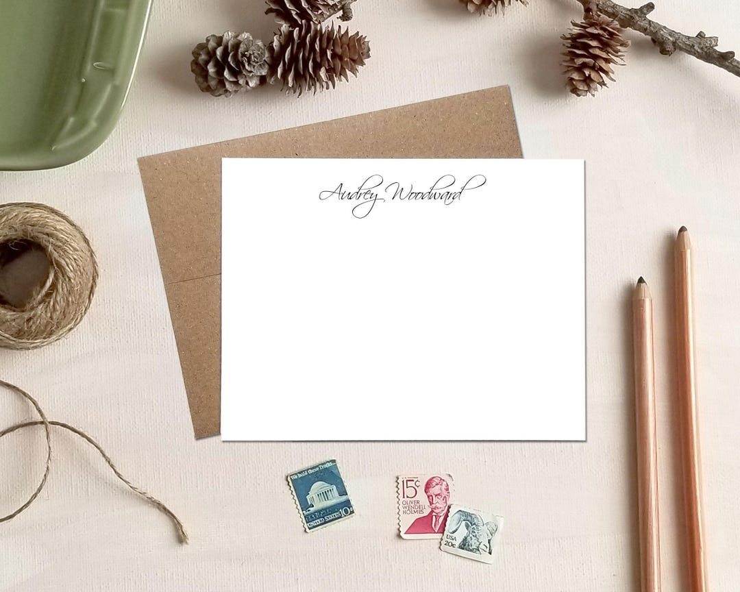 Printable Personalized Script Note Cards for Her - Flat Note Card Set ...