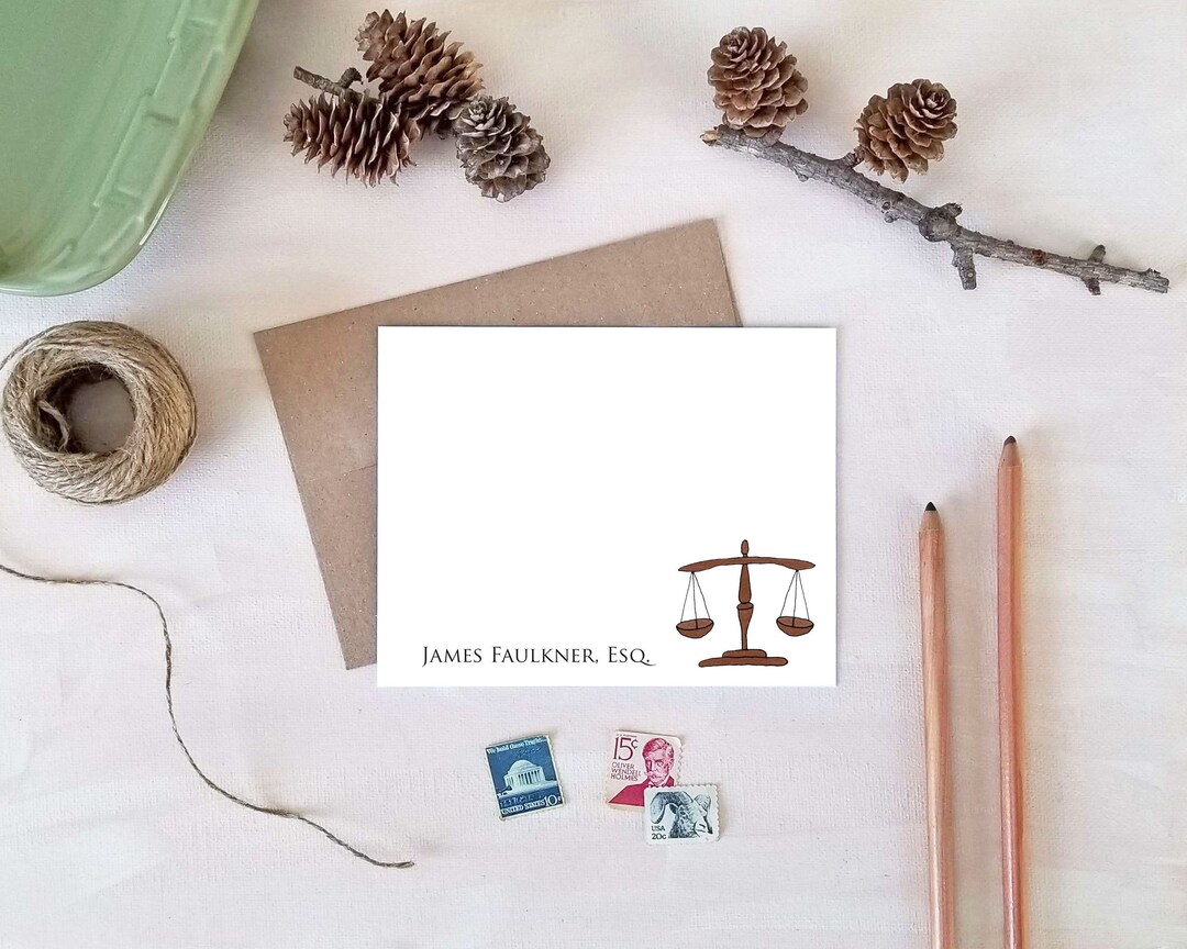Personalized Law Stationery Justice Note Card Set for Lawyers Lawyer ...