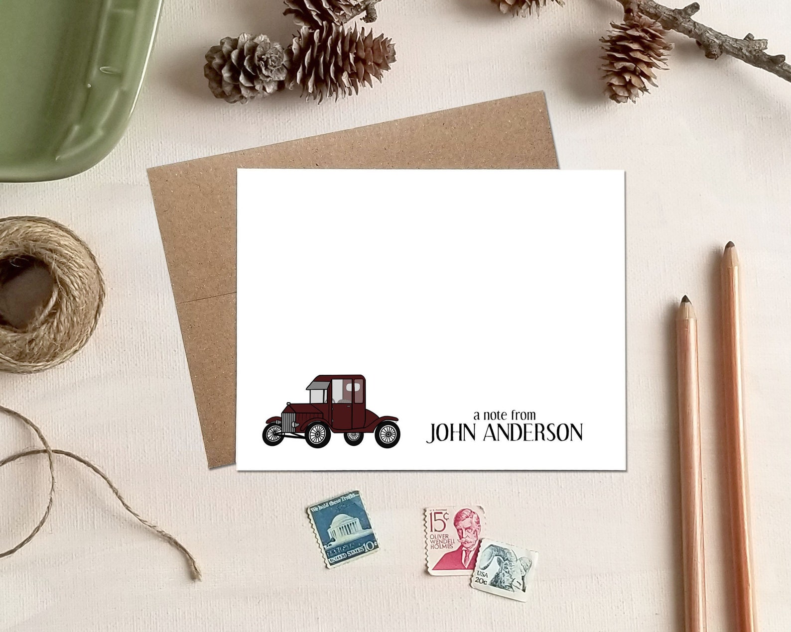 Personalized Note Cards Antique Car Note Cards Stationery Gifts for Car ...