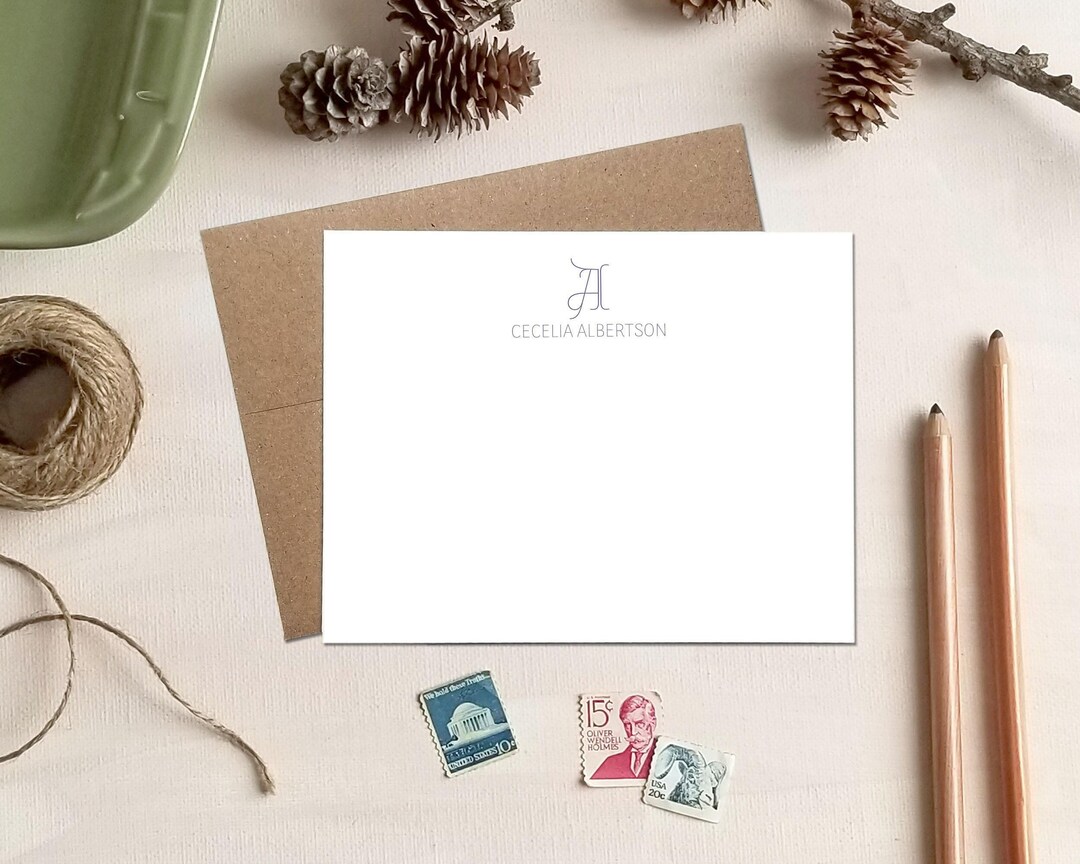 Printable Personalized Note Cards for Her - Flat Note Card Set ...