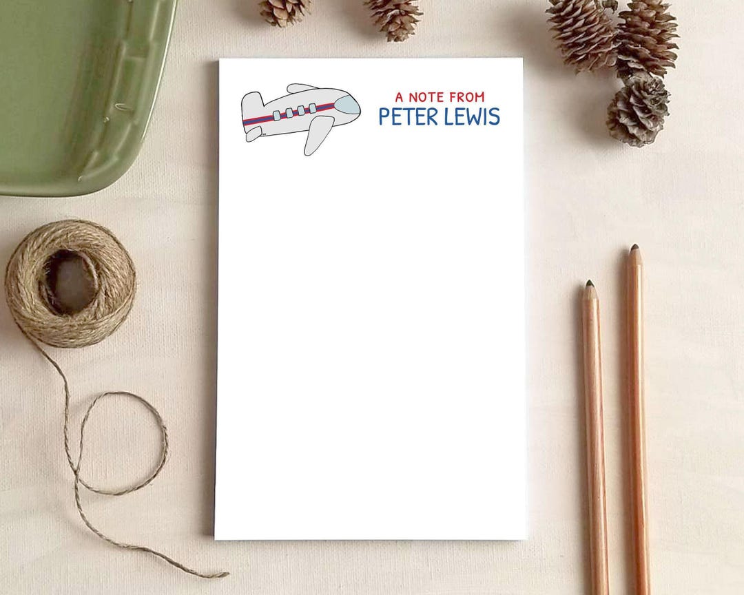 Printable Personalized Airplane Notepad - Pilot Stationery - Gift for ...