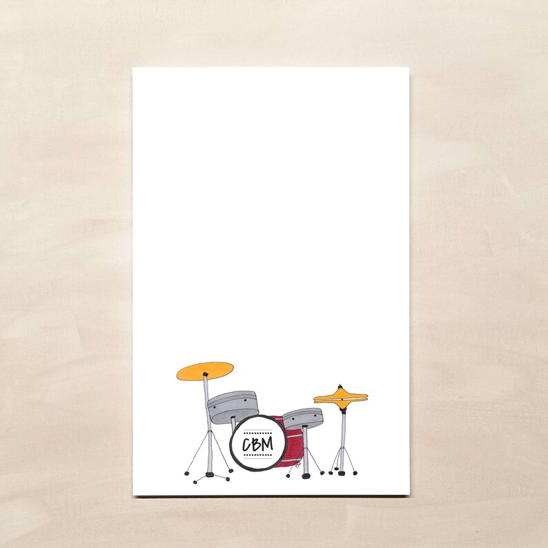 Personalized Drum Set Notepad Monogram Notepad Drummer - Etsy
