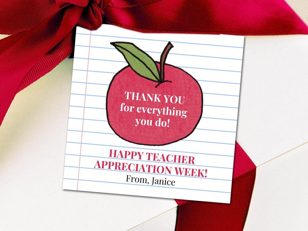 Apple Gift Tags - Teacher Appreciation Tag End of School Year Gifts ...