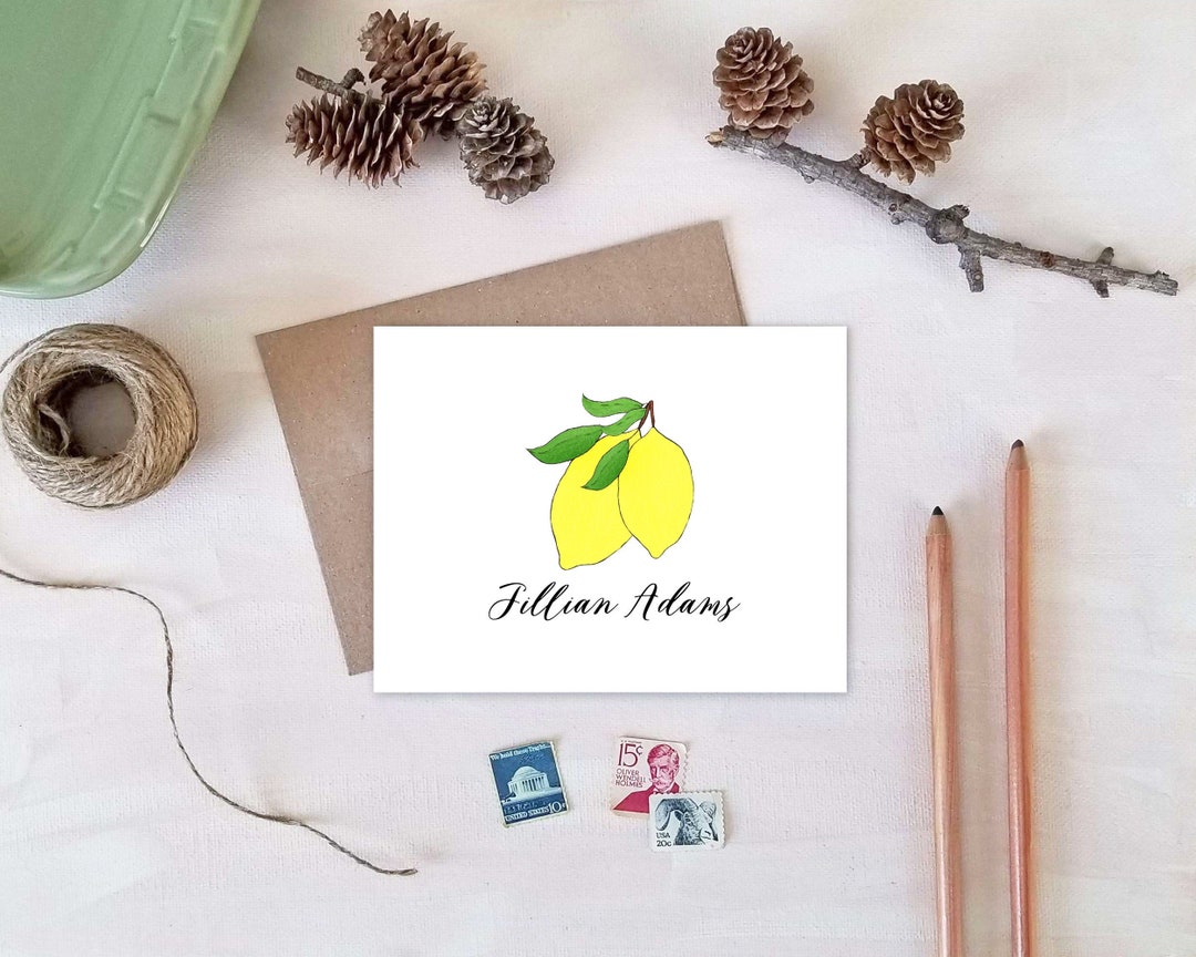 Personalized Note Cards Lemon Note Cards Lemon Gifts - Etsy