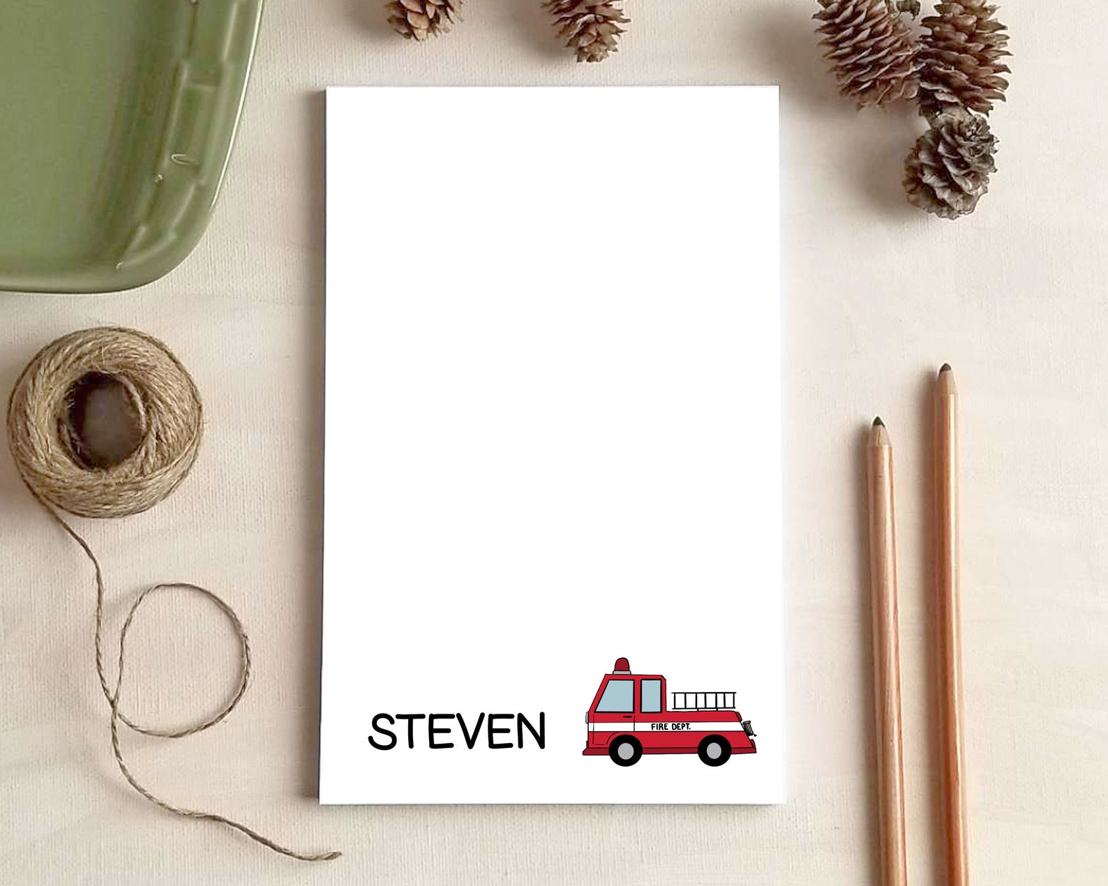 Personalized Notepad Fire Truck Notepad Stationery Gift | Etsy