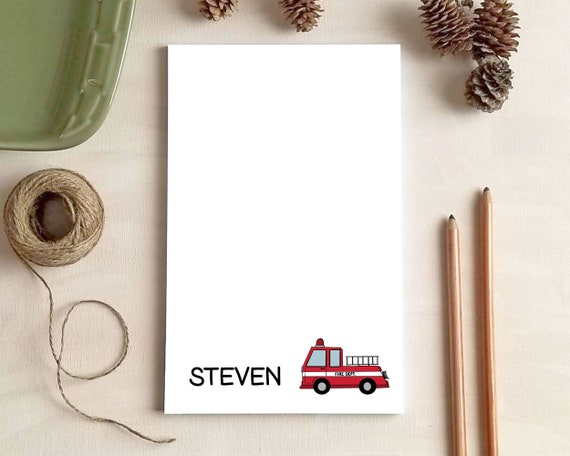 Personalized Notepad Fire Truck Notepad Stationery Gift | Etsy