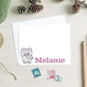 Elephant Flat Note Card Set for Girls Personalized Stationery for Her ...