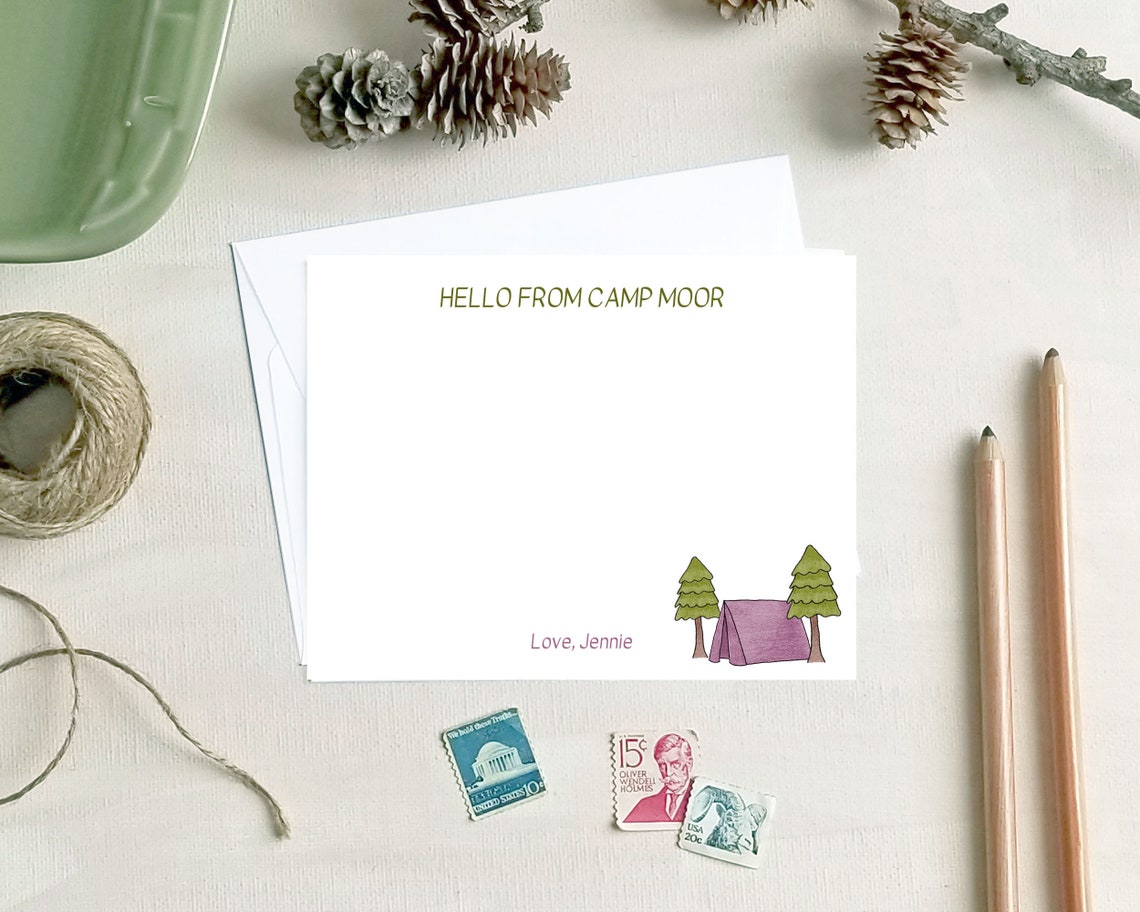 Summer Camp Note Card Set Personalized Kids Stationery - Etsy