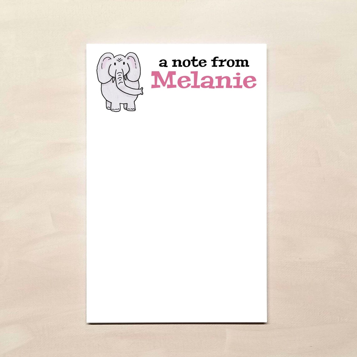 Elephant Notepad for Kids Personalized Notepads Stationery - Etsy