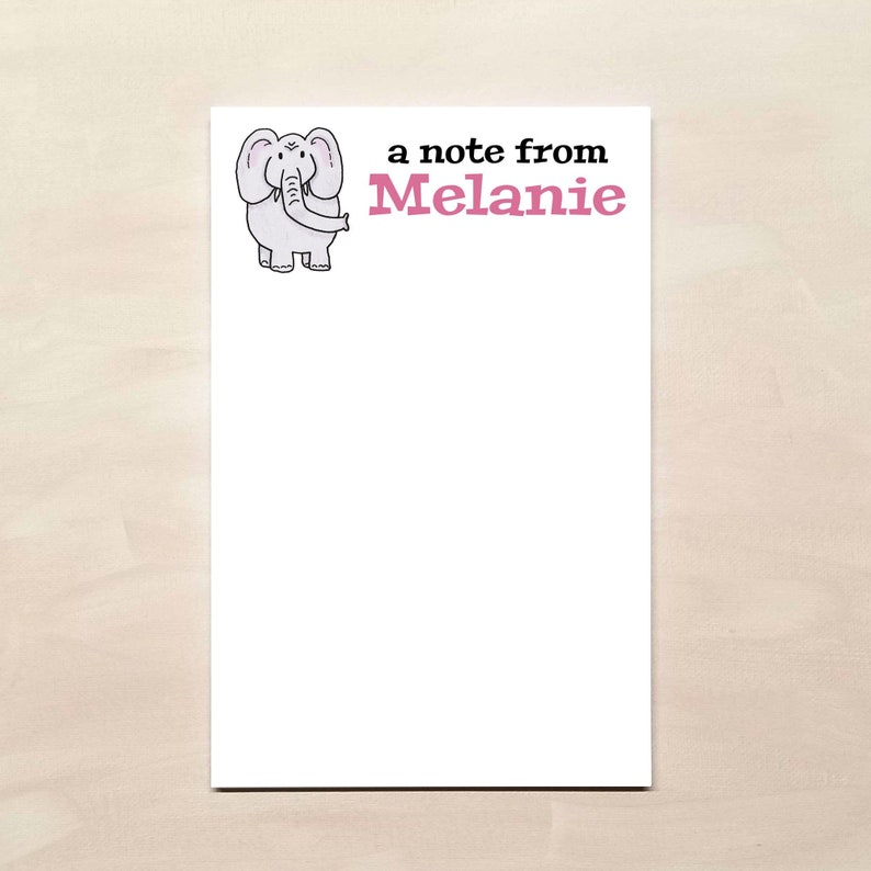 Elephant Notepad for Kids Personalized Notepads Stationery - Etsy
