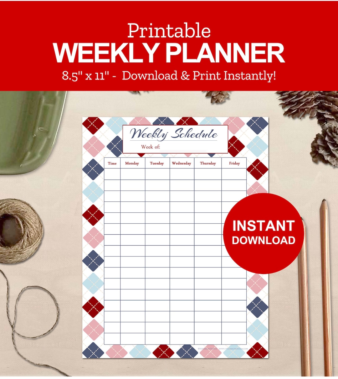 Printable Weekly Schedule - Family Organizer - DIY Weekly Planner ...