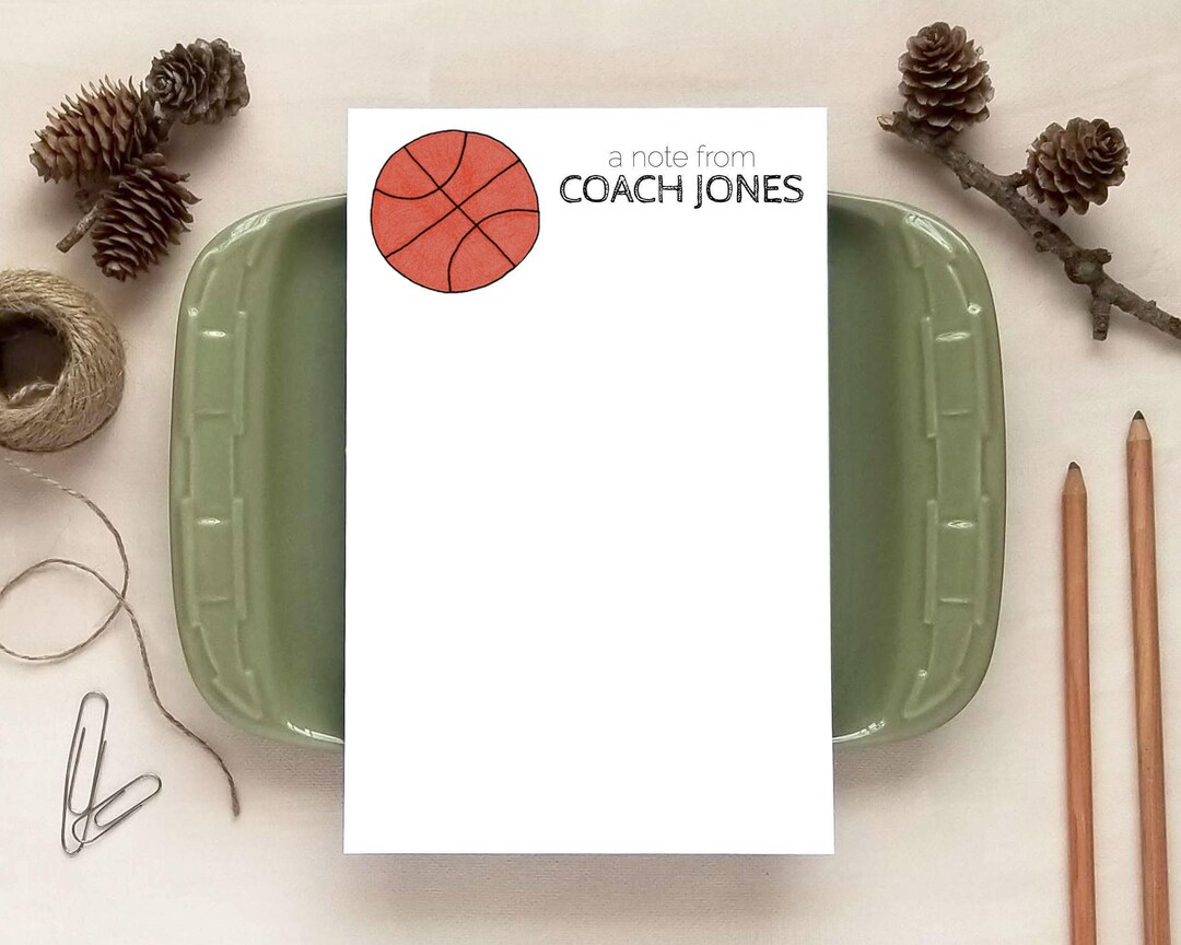 Basketball Notepad - Custom Sports Stationery Gift for Coach or Players ...
