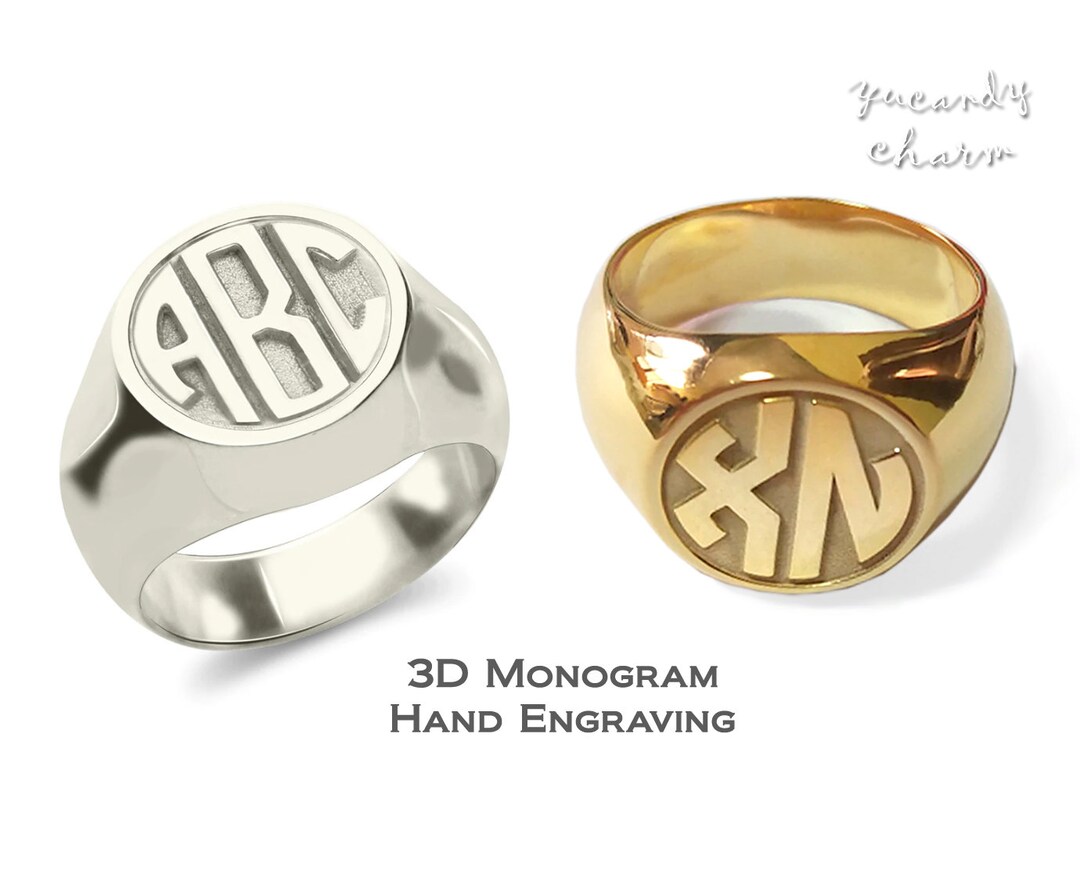 SOLID 925 Sterling Silver Custom Monogram Block Letters 3D Engraving ...